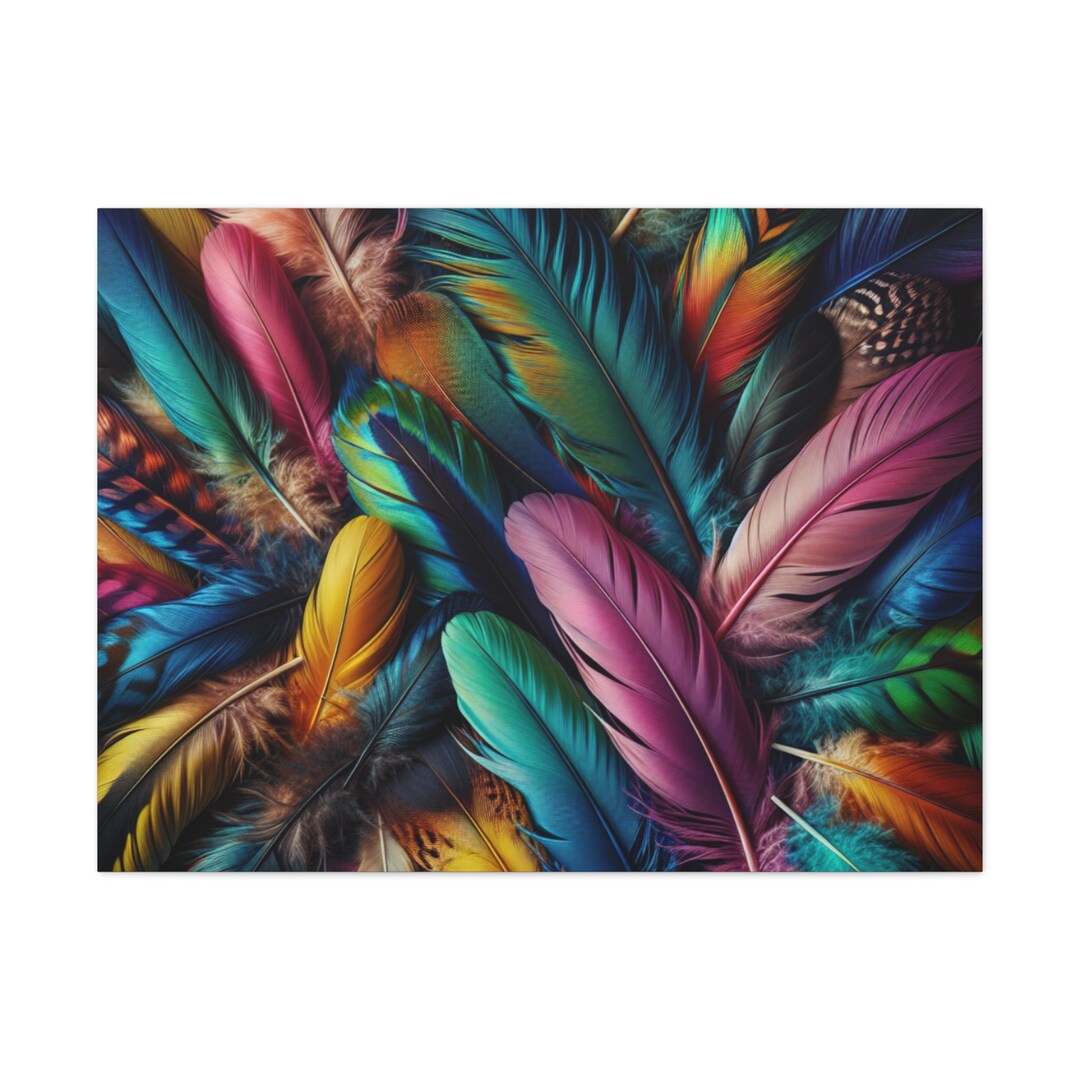 Abstract Feather Oil Painting on Canvas, Original Colorful Painting ...
