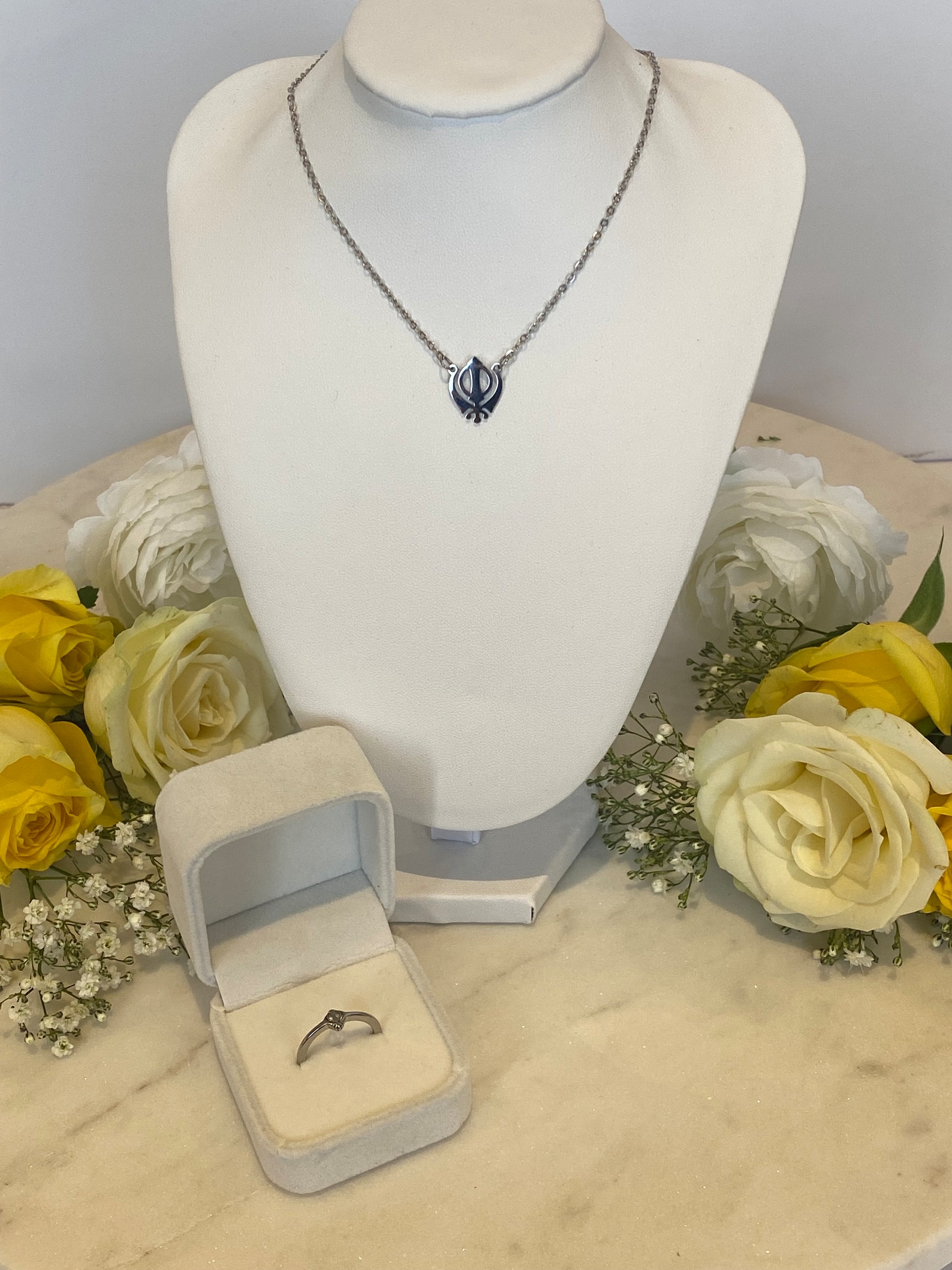 Khanda 18k Silver Necklace and Ring Set - Etsy