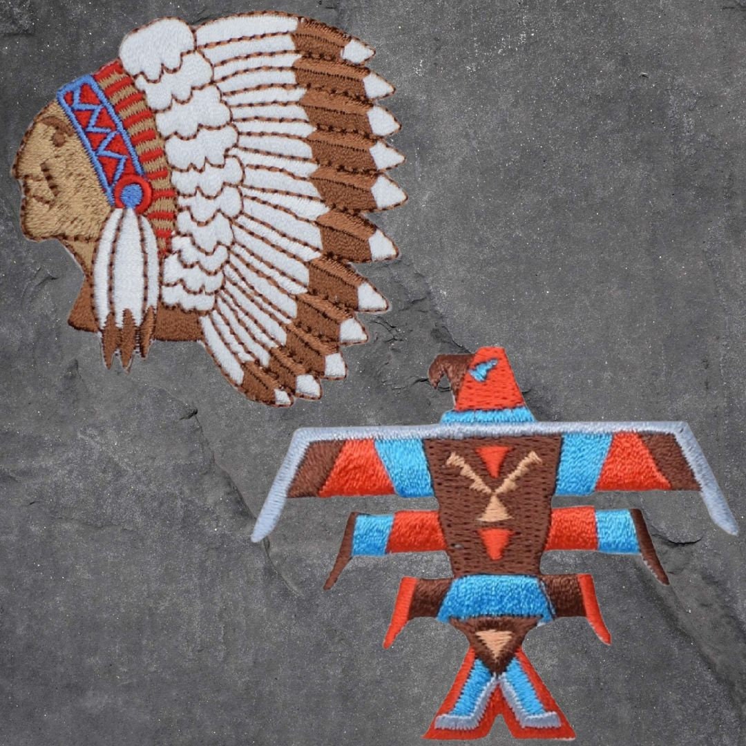 Native American Patch Set - Firebird, Eagle, Headdress, Feathers (iron ...
