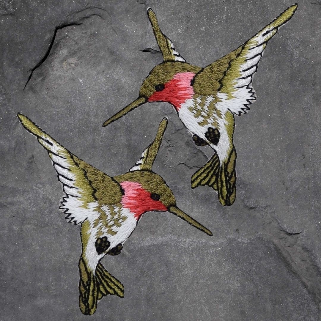 Hummingbird Patch Set - Green, Red, Bird, Animal Badge, Applique (iron ...
