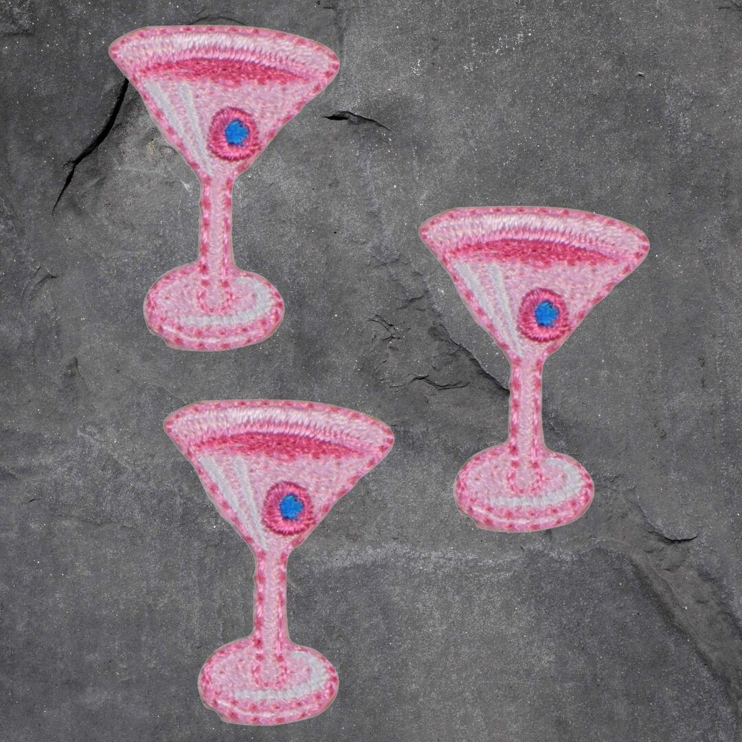 Martini Patch Set - 3 Pack, Pink, Cocktail, Olive, Alcohol, Applique ...
