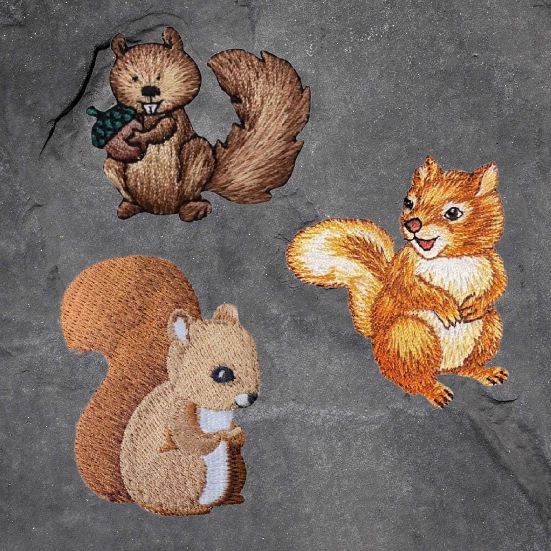 Squirrel Patch Set - Acorn, Critter, Animal Badge, Applique (iron On ...