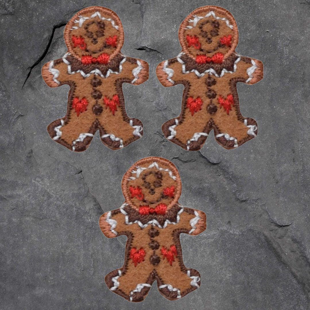 Gingerbread Man Patch Set - 3 Pack, Christmas Cookie, Applique (iron On ...