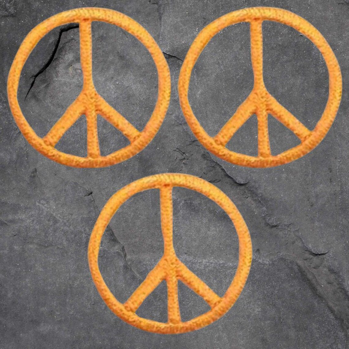 Peace Sign Patch Set - Orange, 3 Pack, World Peace, Applique (iron On ...