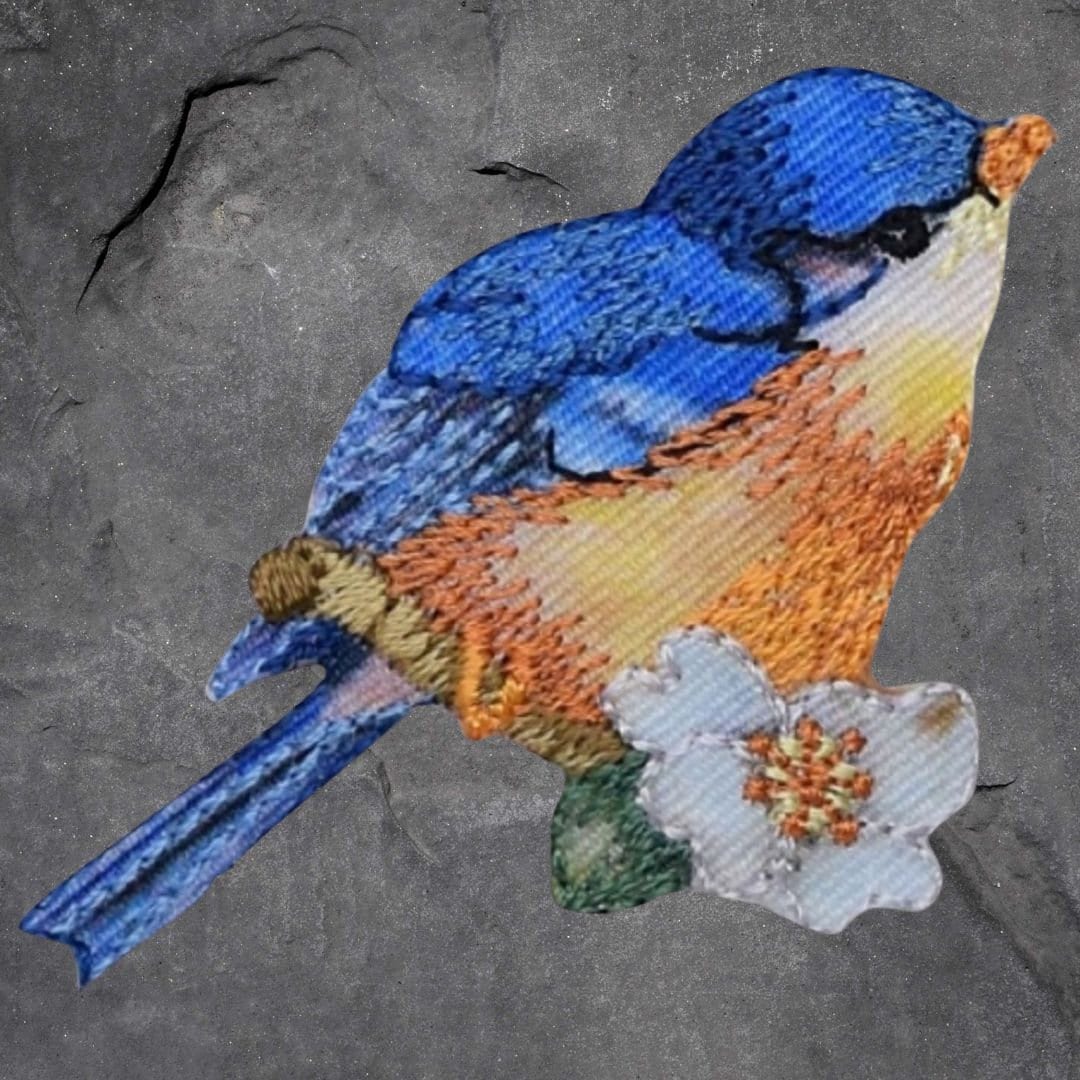 Bluebird Patch Set White Flower, Branch, Leaves, Bird, Nature iron On ...