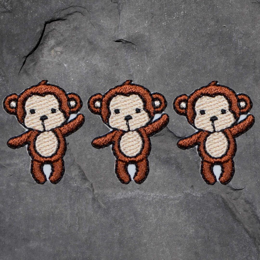 Mini Monkey Patch Set - 3 Pack, Primate, Animal, Zookeeper, Applique ...
