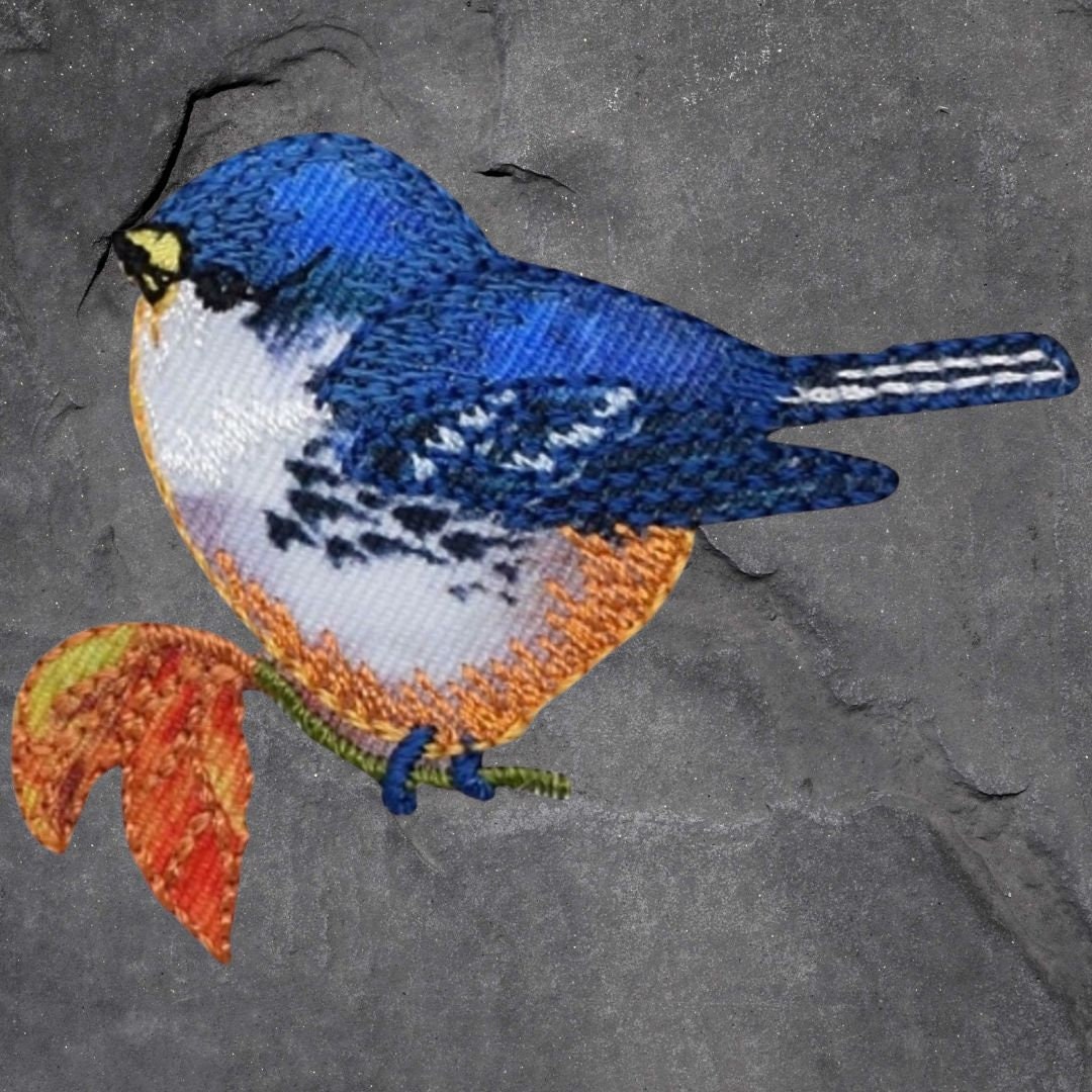 Bluebird Patch Set White Flower, Branch, Leaves, Bird, Nature iron On ...
