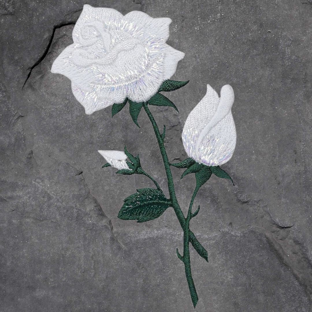 White Rose Patch Set Flower, Stem, Bloom, Love Badge iron On - Etsy
