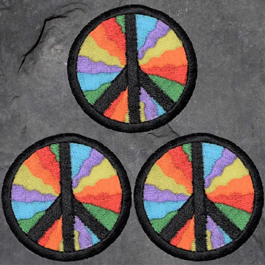 Rainbow Peace Sign Patch Set - World Peace, Hippie Badge 3 Pack (iron ...