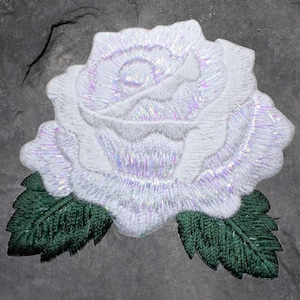 White Rose Patch Set - Flower, Stem, Bloom, Love Badge (iron On) - Etsy