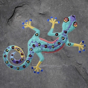 Gecko Iron on Patch Set: Green & Teal Lizard Reptile Badges - Etsy