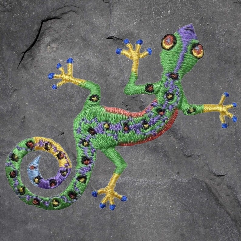Gecko Iron on Patch Set: Green & Teal Lizard Reptile Badges - Etsy
