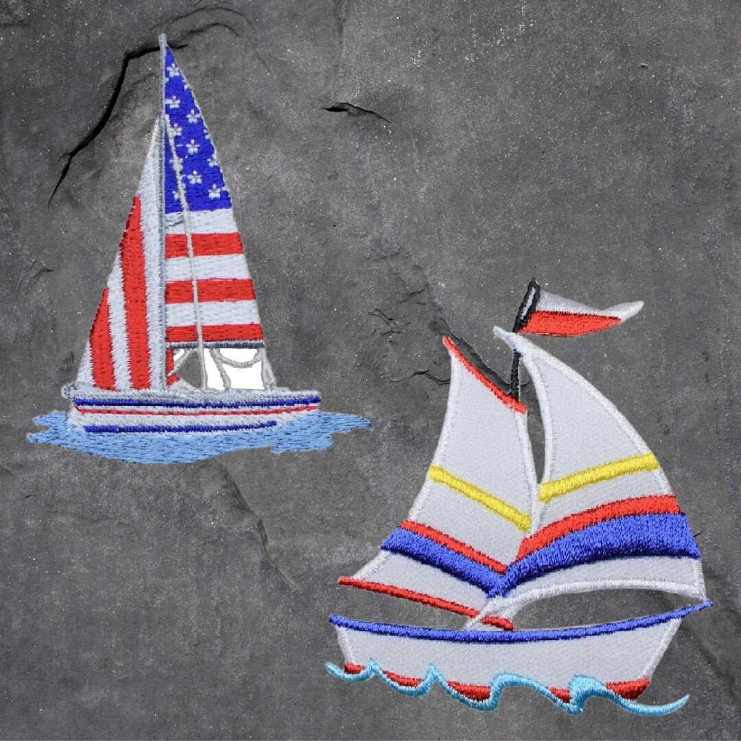 Sailboat Patch Set - Sailing, Boating, Sailor, USA Boat Badge (iron On ...