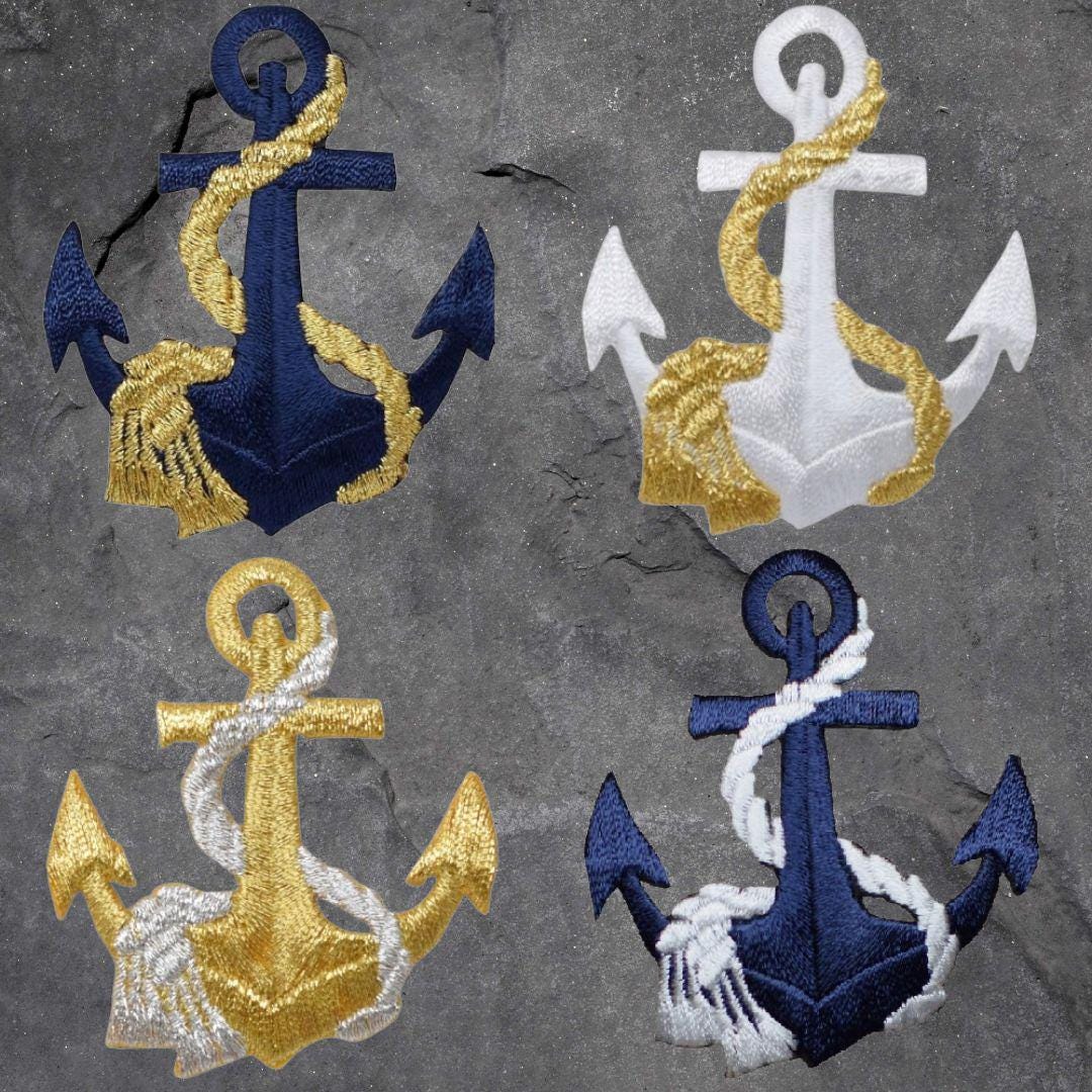 Anchor & Rope Patch Set - Sailing, NAVY, Nautical Badge, Applique (iron ...
