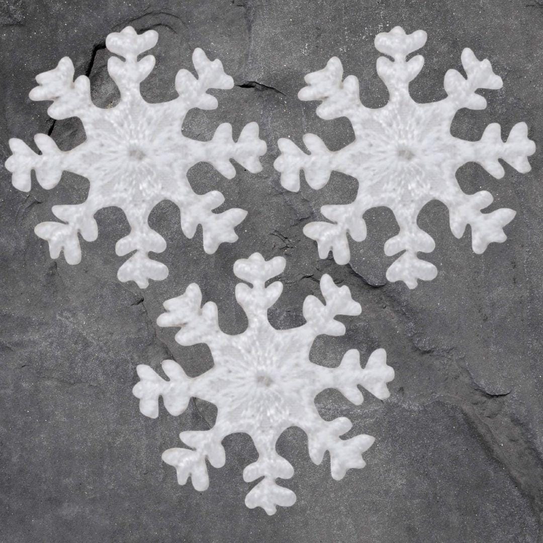 Snowflake Patch Set - 3 Pack, White, Snow, Winter, Applique (iron On ...