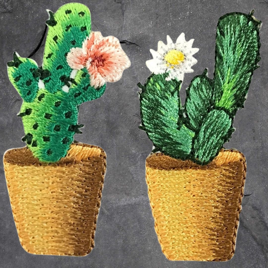 Cactus Patch Set - Plant, Pot, Flowers, Thorns, Applique, Succulent ...
