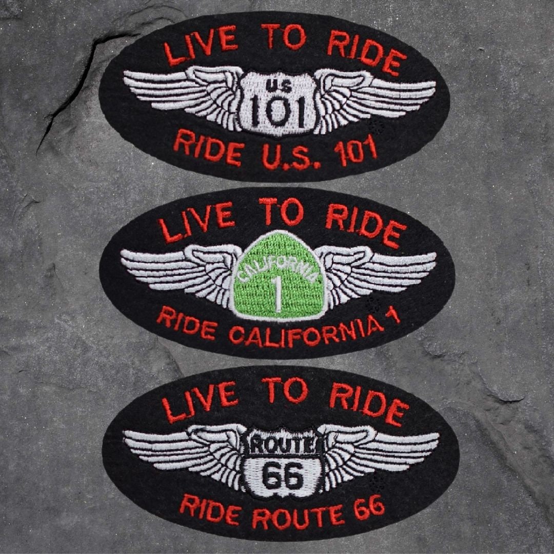 Live to Ride Biker Patch Set: HWY 101, Route 66 (iron On) - Etsy