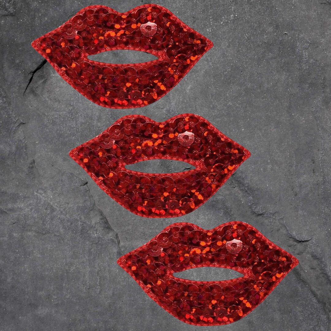 Sequin Red Lips Patch Set - 3 Pack, Kiss, Mouth, Applique (iron On) - Etsy