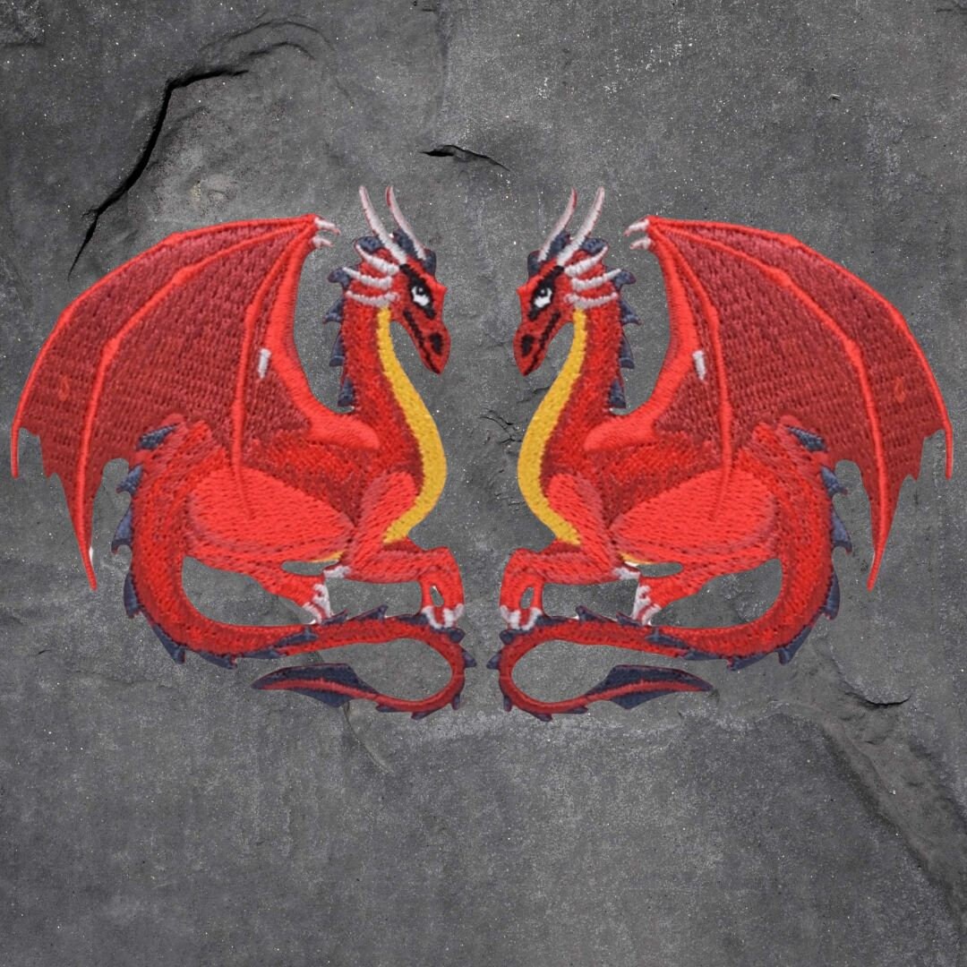 Red Dragon Patch Set - Fantasy, Power, Luck, Strength, Applique (iron ...