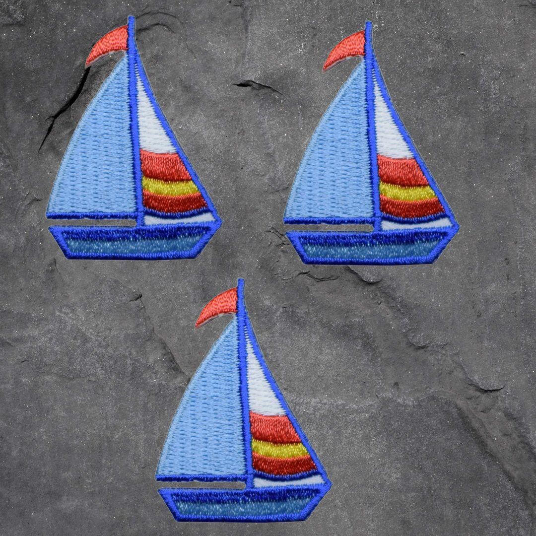 Sailboat Patch Set - 3 Pack, Sailing, Nautical, Ocean, Applique (iron ...