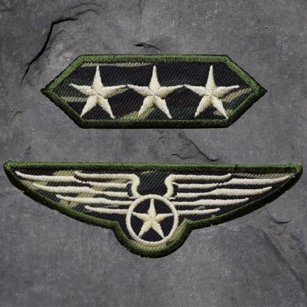 Military Stars and Wing Patch Set - Camo, Camouflage, 3 Stars, Wing ...