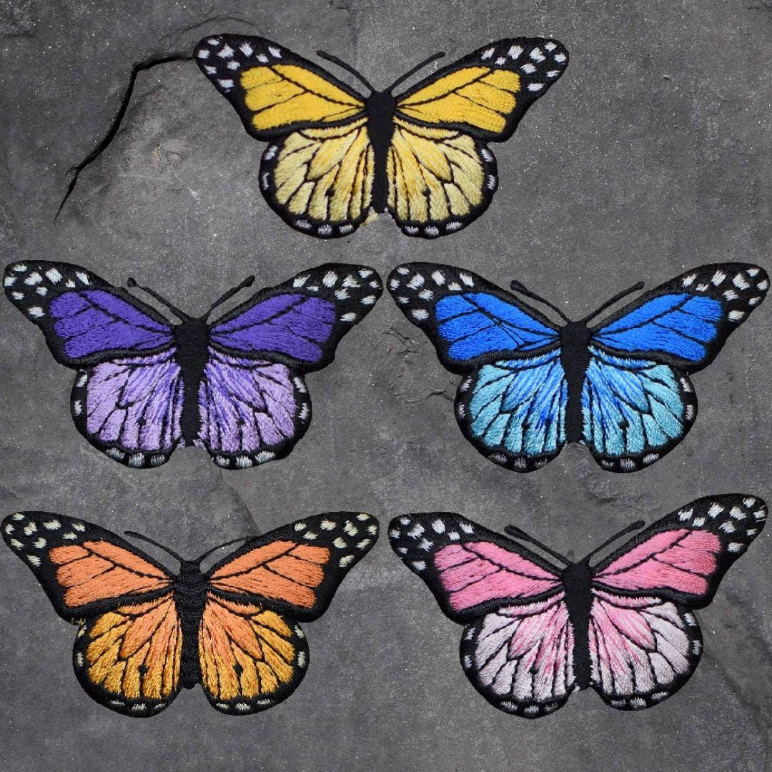 Butterfly Patch Set - Bug, Insect, Wings, Multicolor, Applique (iron On ...