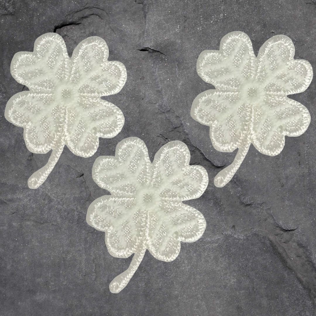 Mini Four Leaf Clover Patch Set - White Shamrock, Good Luck, Applique (iron On) - Etsy
