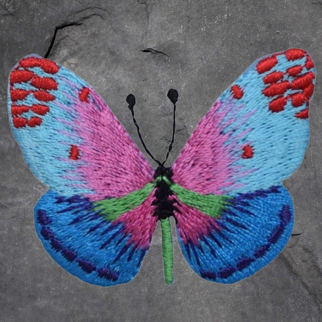 Butterfly Applique Patch Set Blue and Pink Insect Badge - Etsy