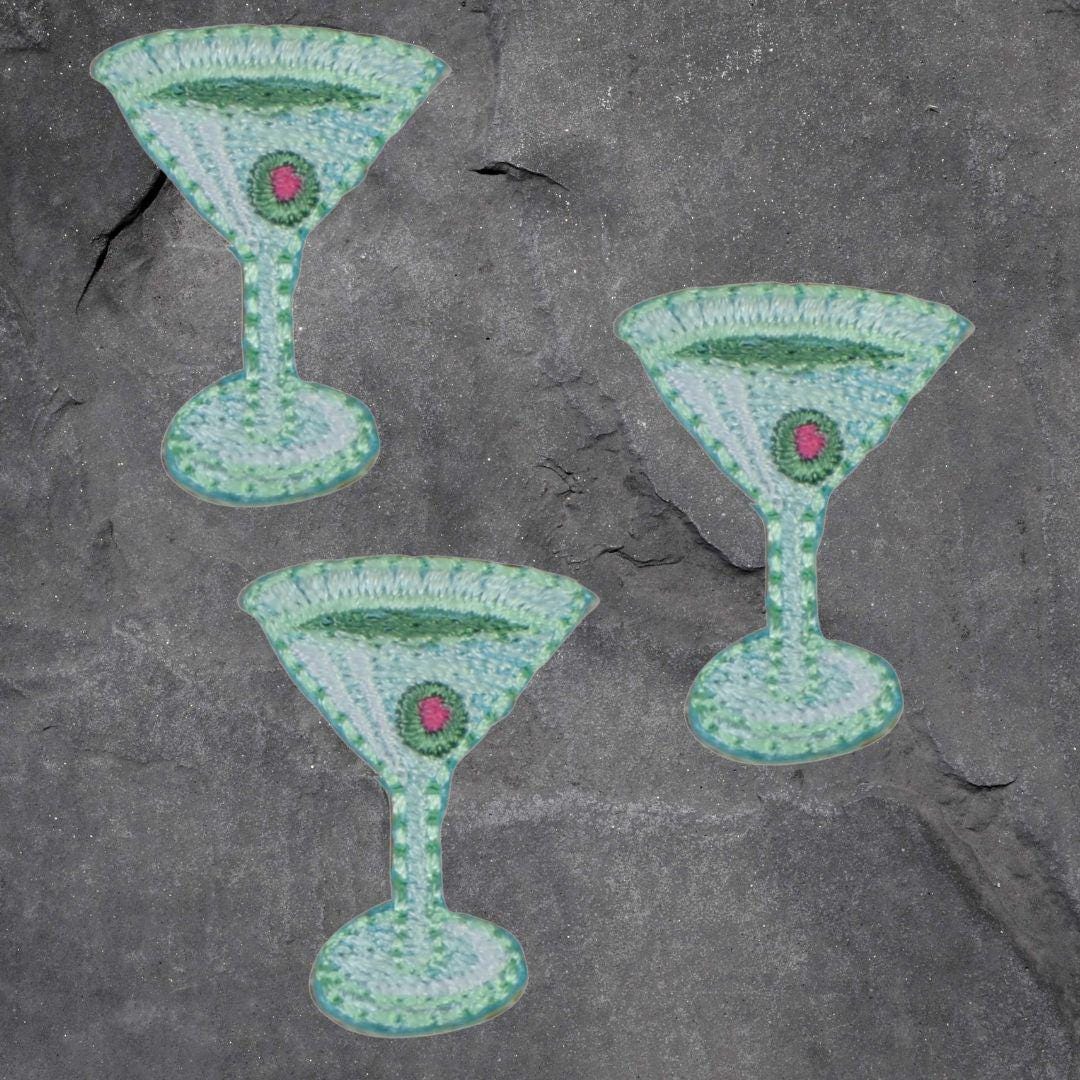 Martini Patch Set - 3 Pack, Green, Cocktail, Alcohol, Olive, Applique ...