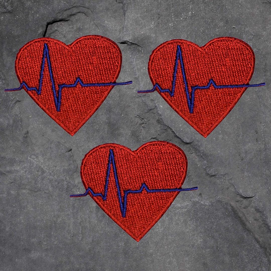 EKG Heart Patch Set - 3 Pack, Doctor, Nurse, Electrocardiogram, Applique (iron On) - Etsy