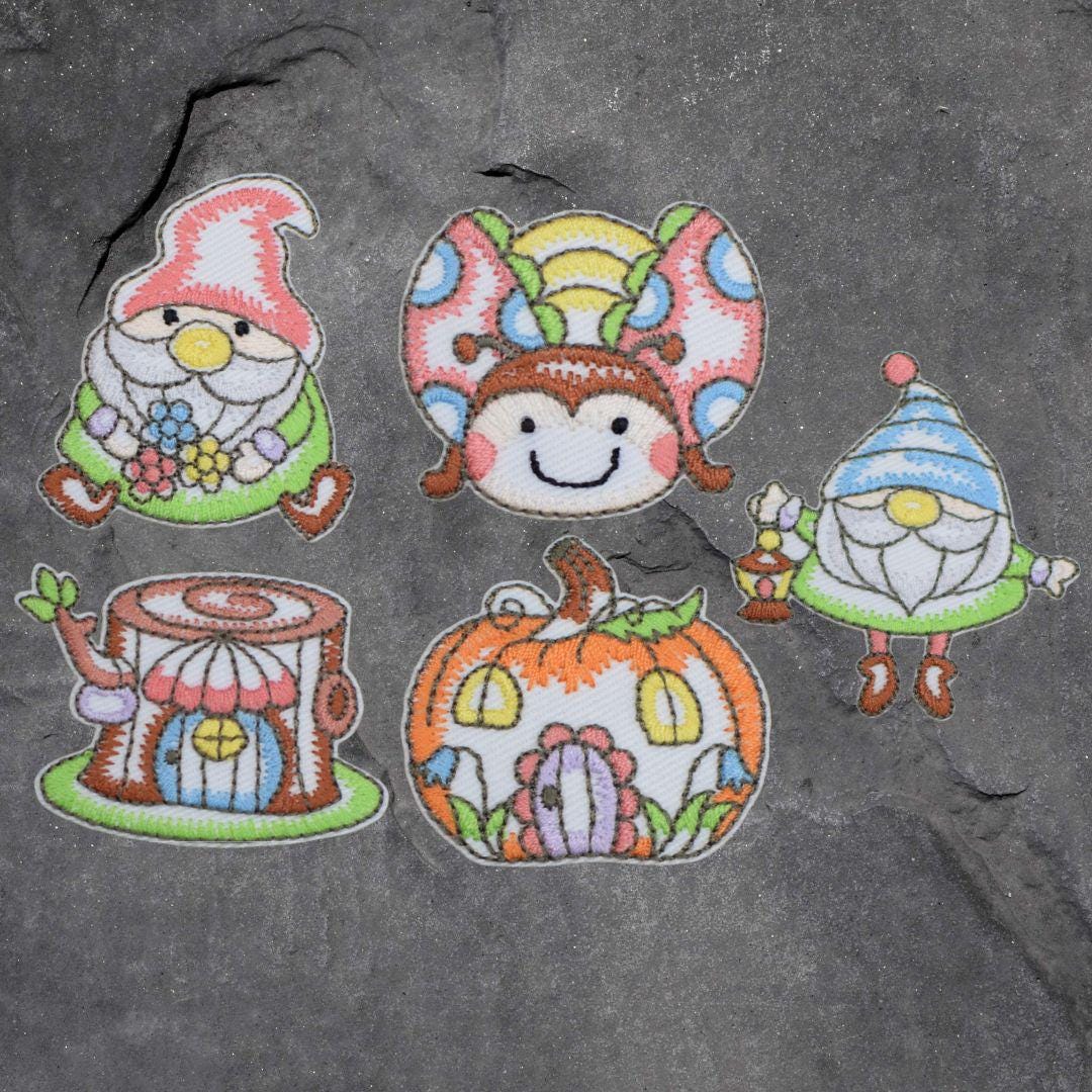Garden Gnome Patch Set - Ladybug, Treehouse, Pumpkin, Applique (iron On ...
