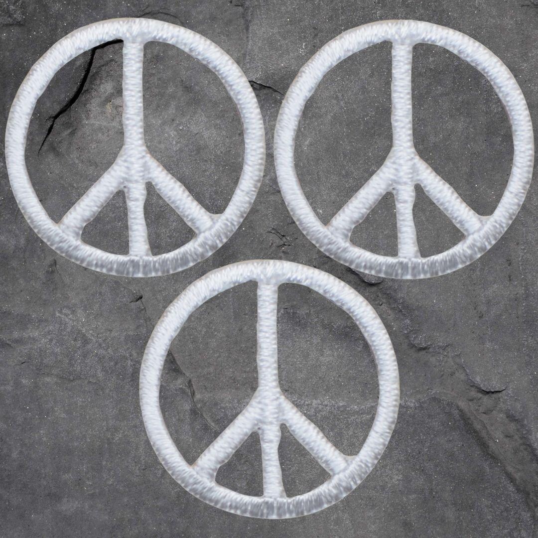 Peace Sign Patch Set - White, 3 Pack, World Peace, Applique (iron On ...