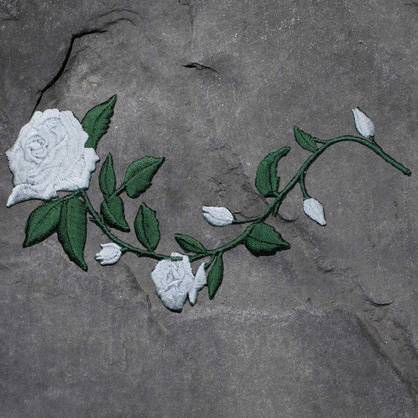 White Rose Patch Set Flower, Stem, Bloom, Love Badge iron On - Etsy