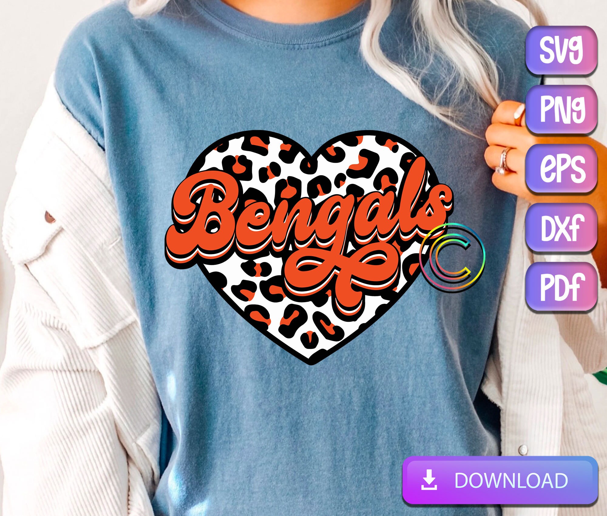 Leopard Heart Bengals SVG Bengals Mascot Svg Bengals Heart - Etsy