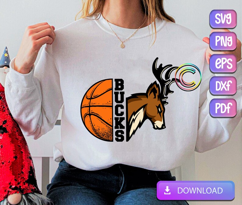 Basketball Bucks Svg, Bucks Svg, Basketball Svg, Mascot, Silhouette ...