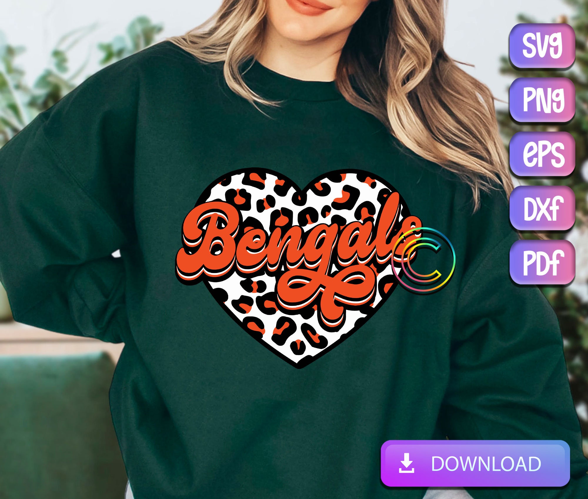 Leopard Heart Bengals SVG Bengals Mascot Svg Bengals Heart - Etsy