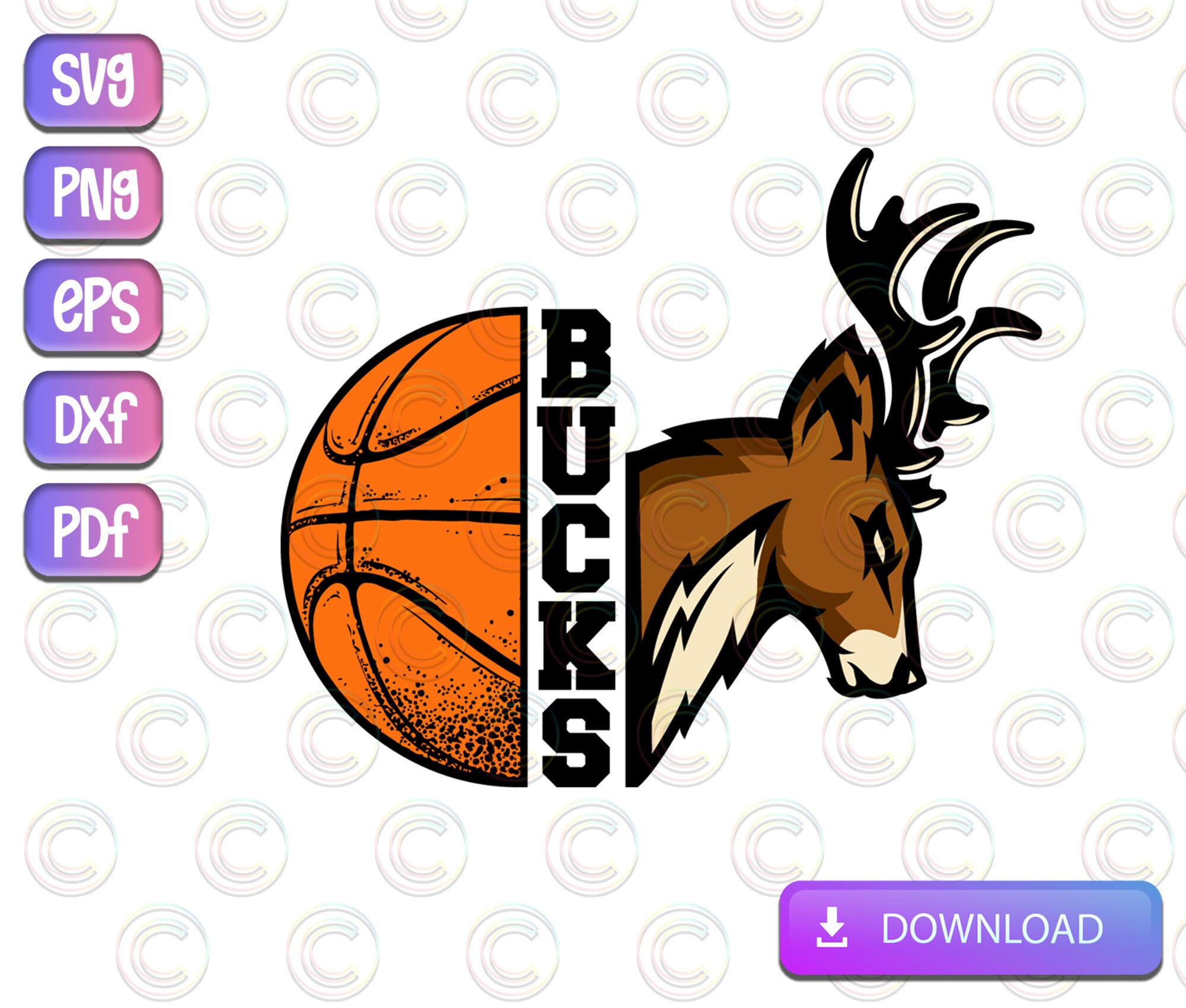 Basketball Bucks Svg, Bucks Svg, Basketball Svg, Mascot, Silhouette ...