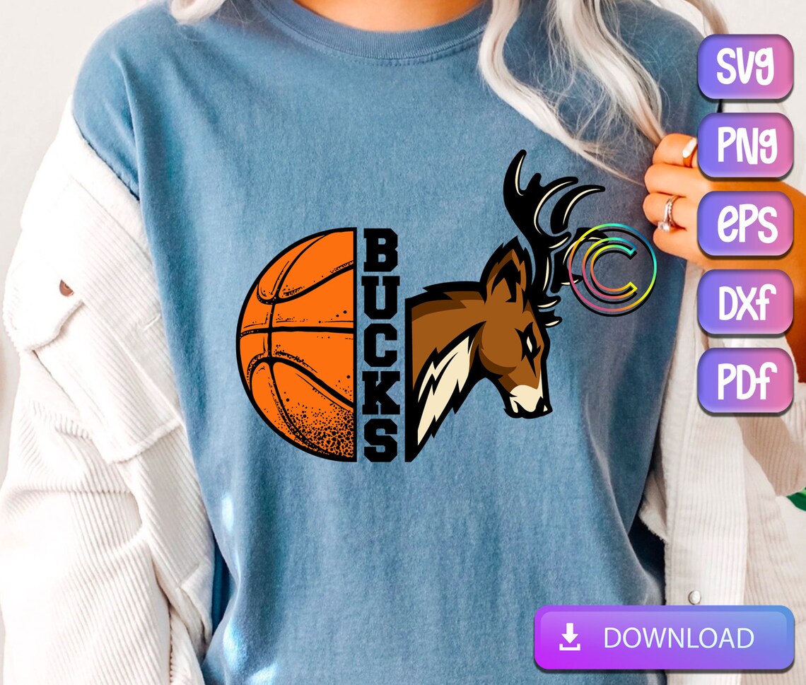 Basketball Bucks Svg, Bucks Svg, Basketball Svg, Mascot, Silhouette ...