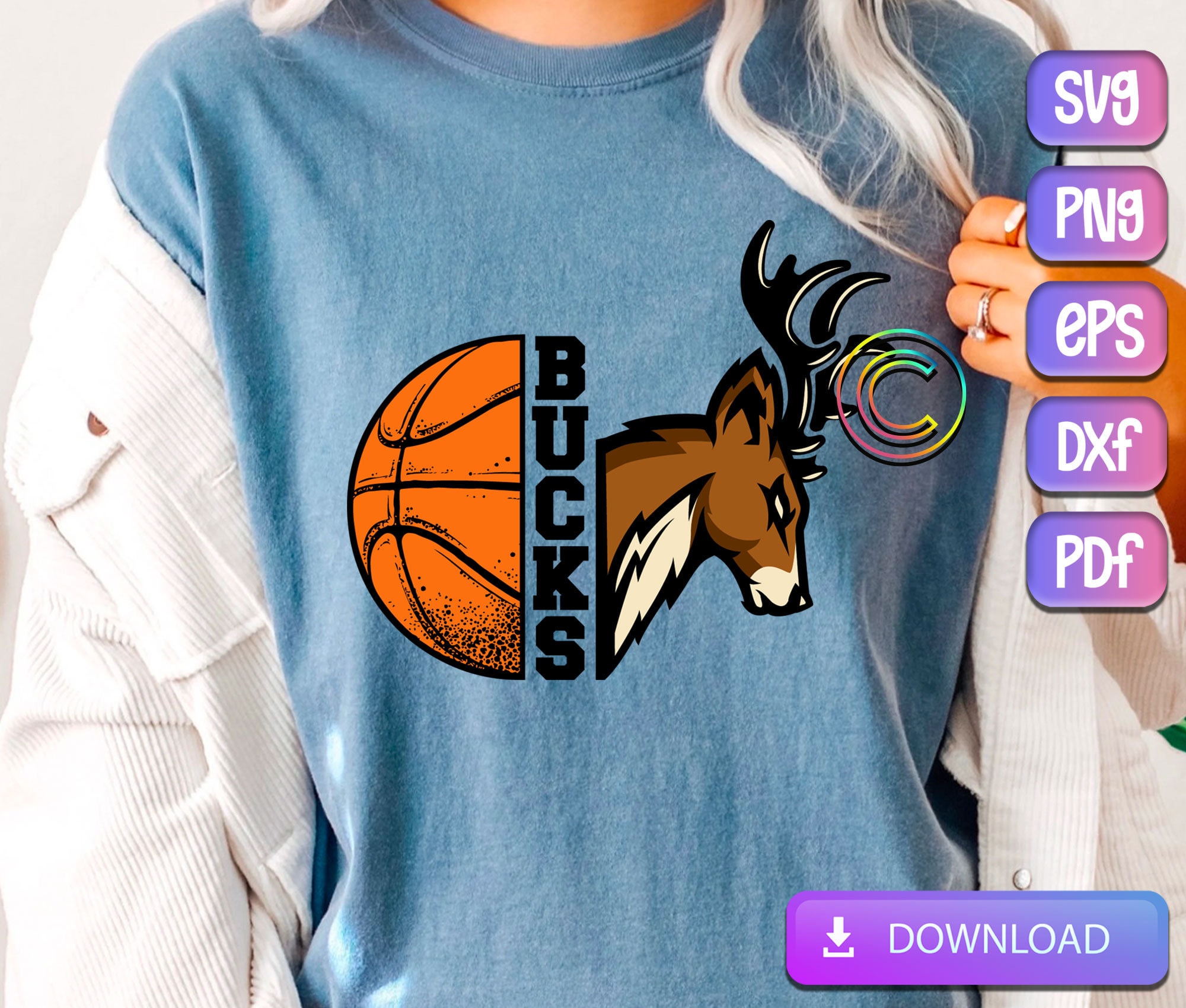 Basketball Bucks Svg, Bucks Svg, Basketball Svg, Mascot, Silhouette ...