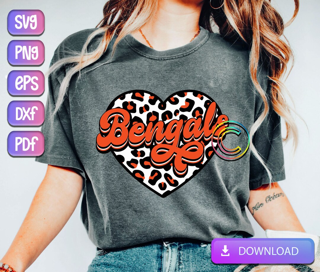 Leopard Heart Bengals SVG Bengals Mascot Svg Bengals Heart - Etsy