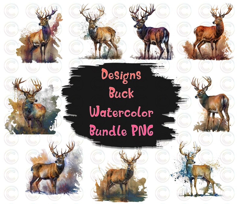 9 Designs Buck Watercolor Bundle PNG, Buck Watercolor Png, Buck Png ...