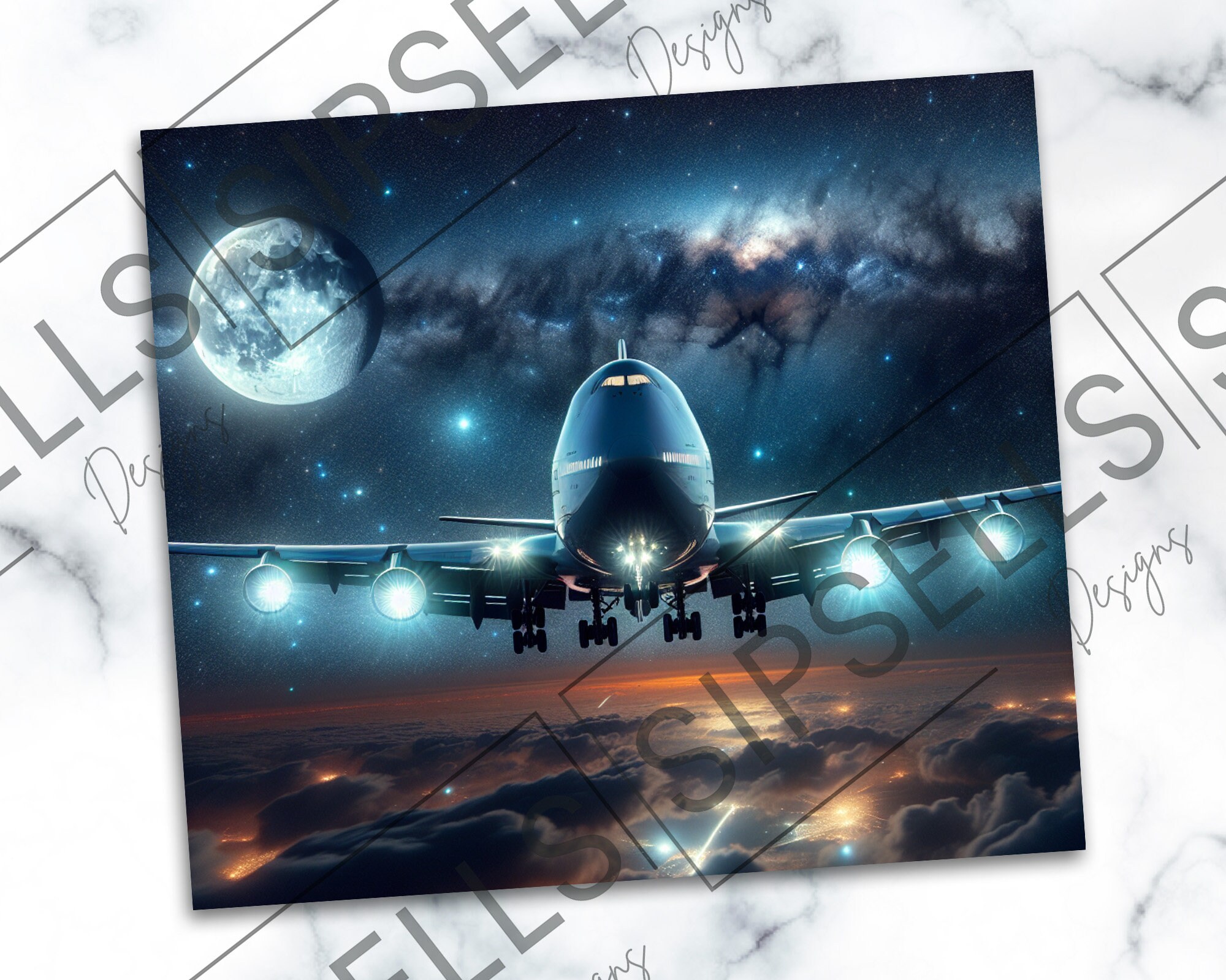 Airplane 20 Oz Skinny Tumbler Wrap Aviator Tumbler Sublimation Designs ...