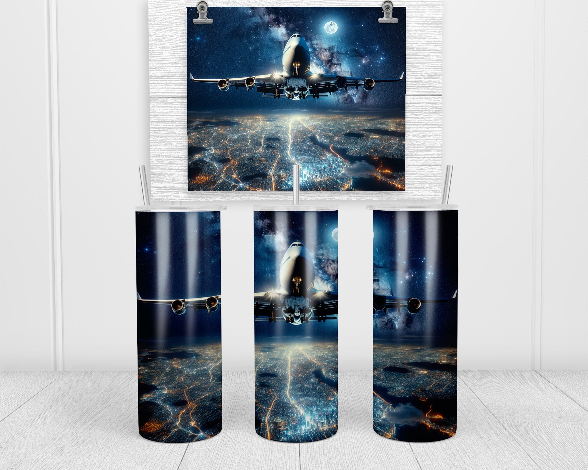 Airplane 20 Oz Skinny Tumbler Wrap Aviator Tumbler Sublimation Designs ...