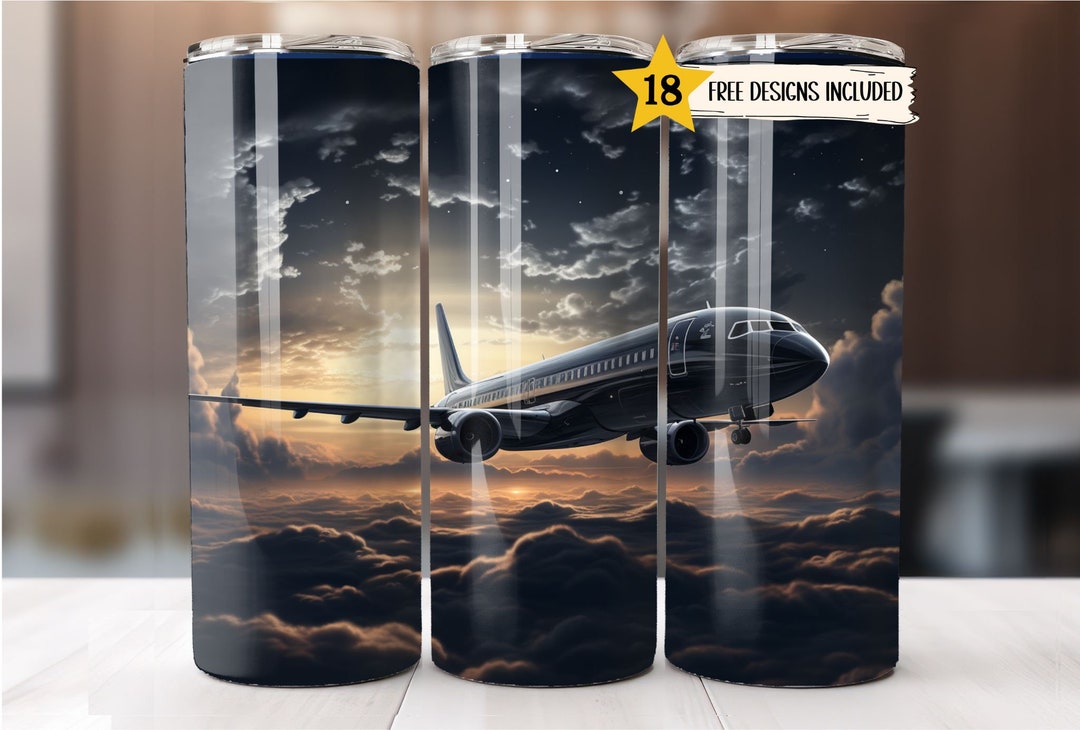 Airplane 20 Oz Skinny Tumbler Wrap Aviator Tumbler Sublimation Designs ...