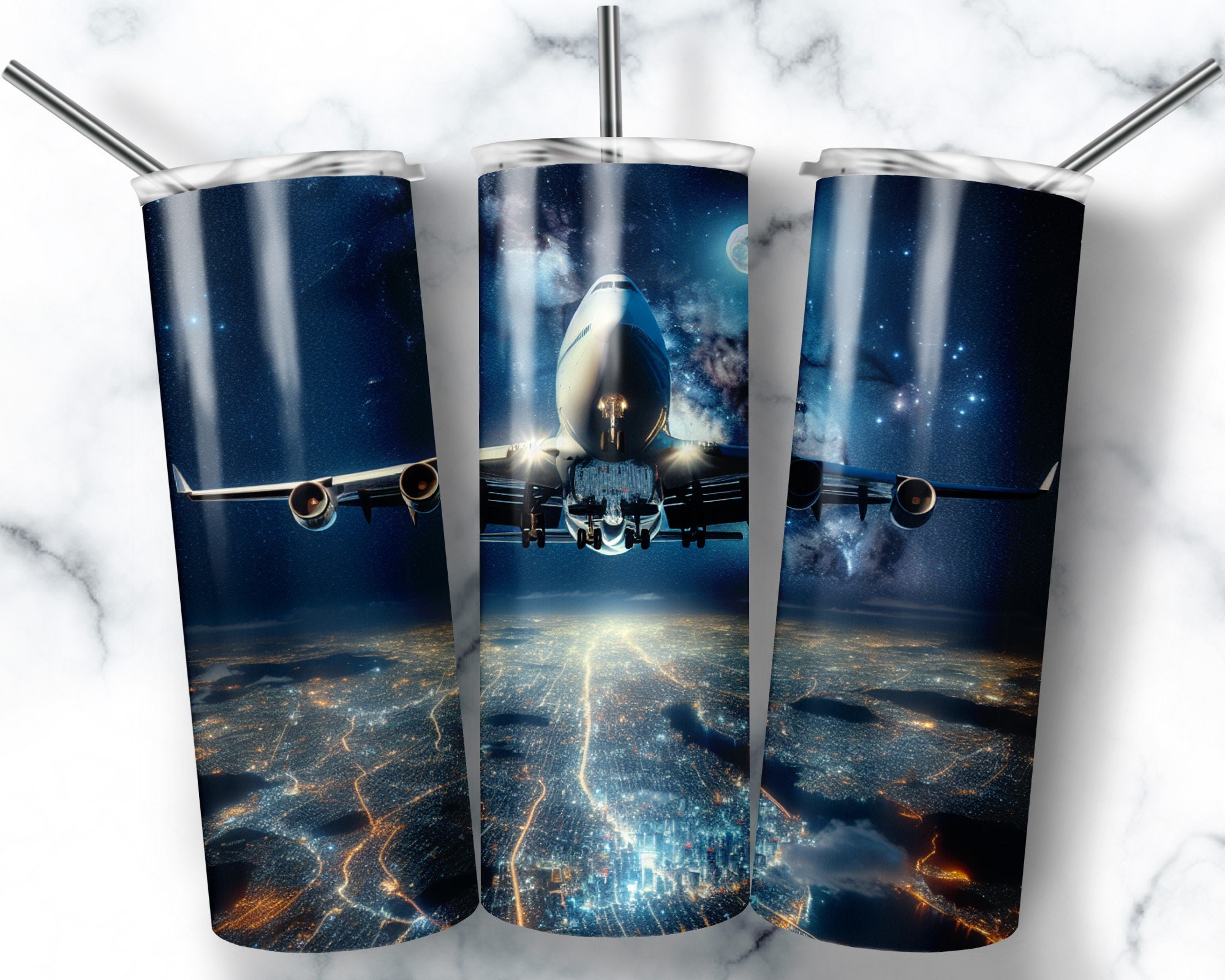 Airplane 20 Oz Skinny Tumbler Wrap Aviator Tumbler Sublimation Designs ...
