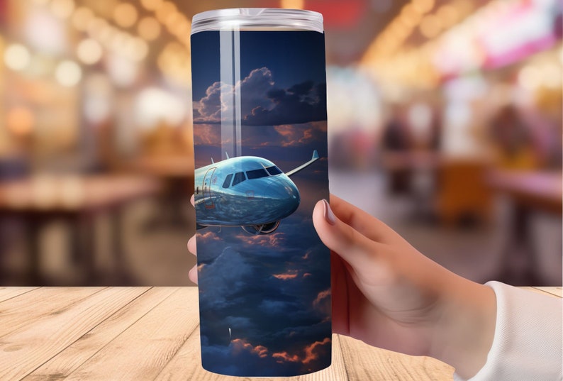 Airplane 20 Oz Skinny Tumbler Wrap Aviator Tumbler Sublimation Designs ...