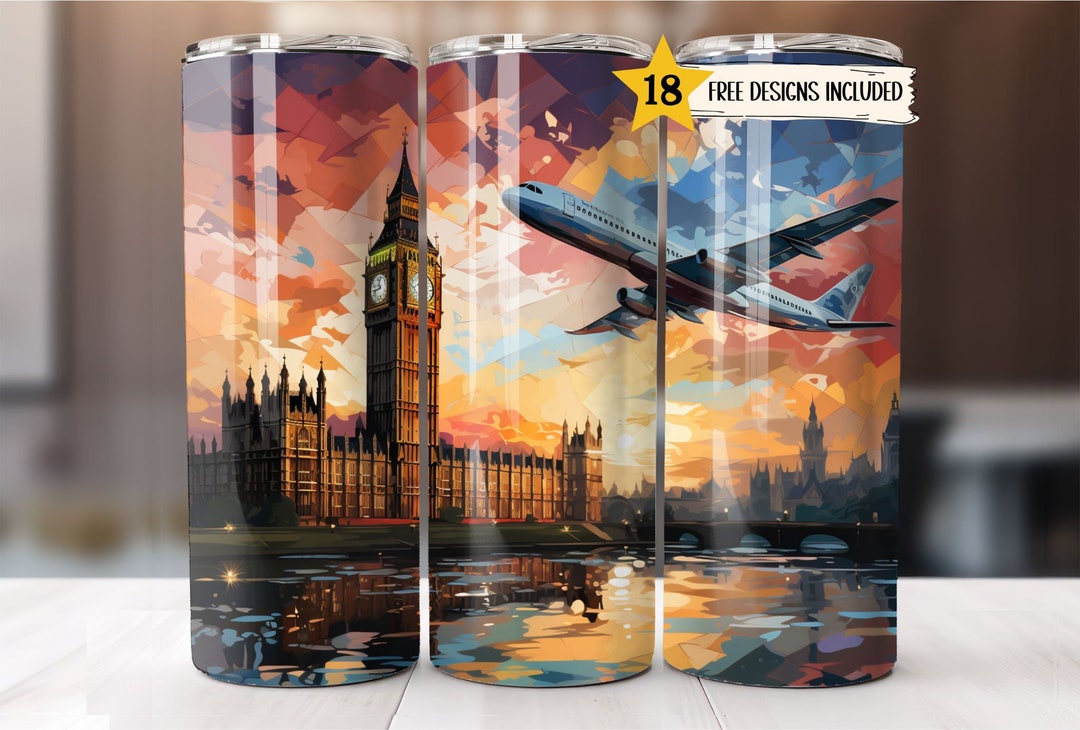 Airplane 20 Oz Skinny Tumbler Wrap Aviator Tumbler Sublimation Designs ...
