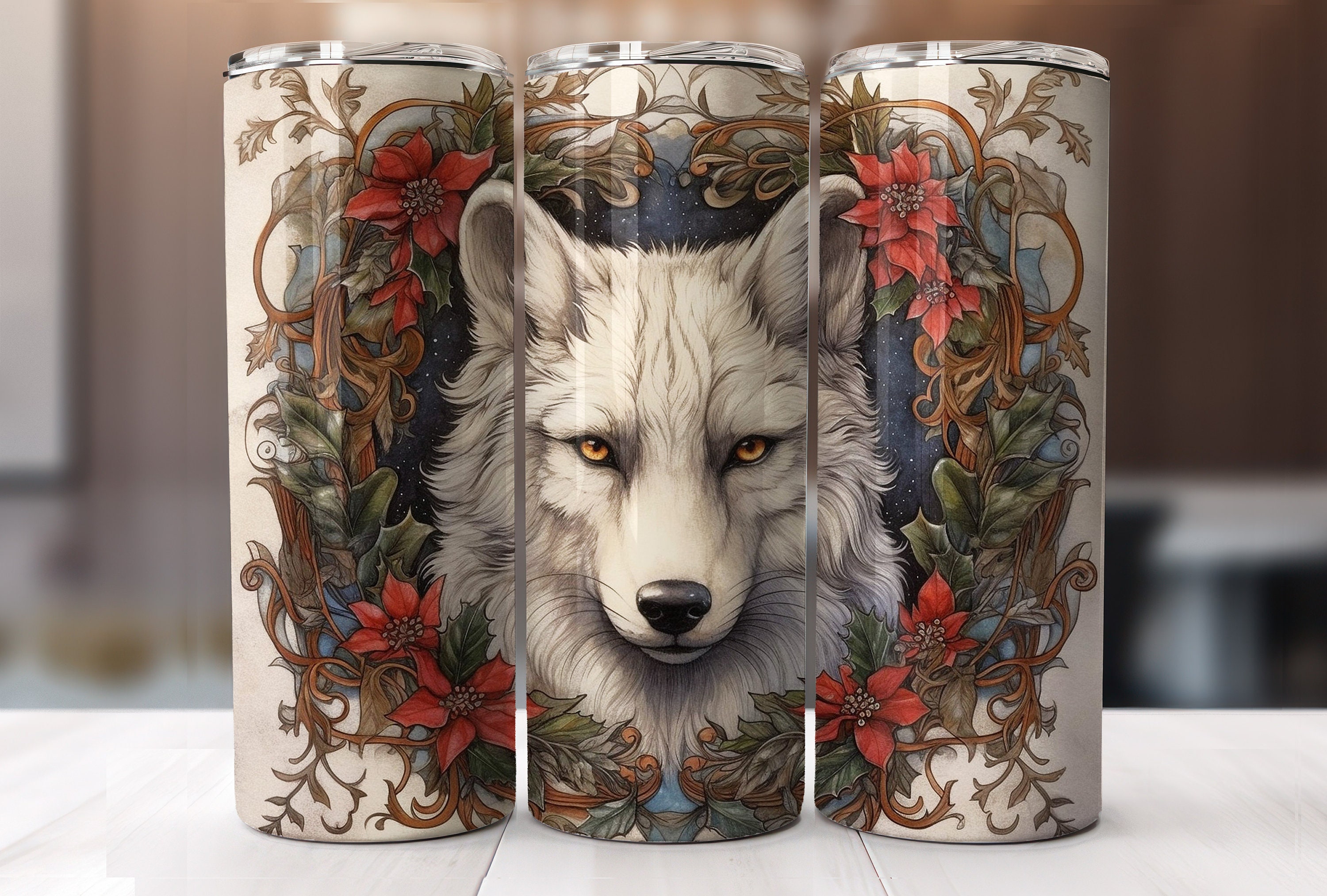 Wolf Tumbler Wrap 20oz Skinny Tumbler Wolf Tumbler Sublimation Designs ...