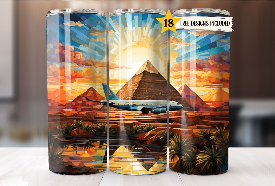 Airplane 20 Oz Skinny Tumbler Wrap Aviator Tumbler Sublimation Designs ...