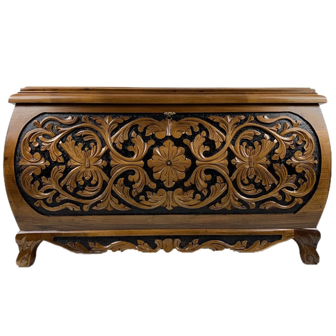 Large Chest With Lid in Walnut sultan Vi Ottoman Wooden Chest Hand ...